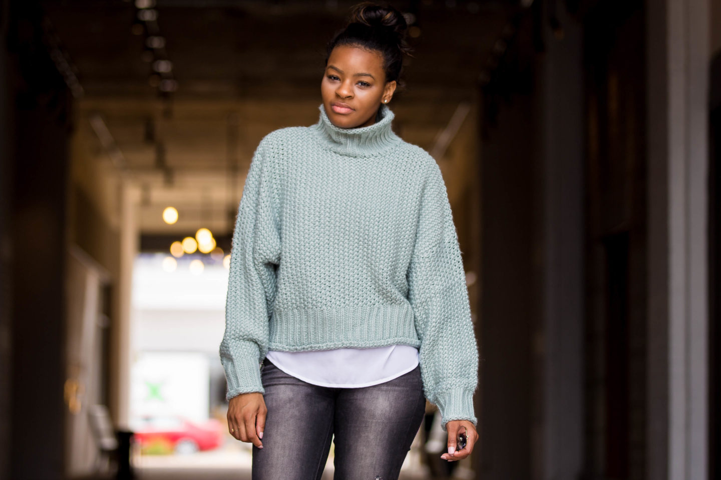 Blue Chunky Sweater & Grey Denim - Styl'd Grace