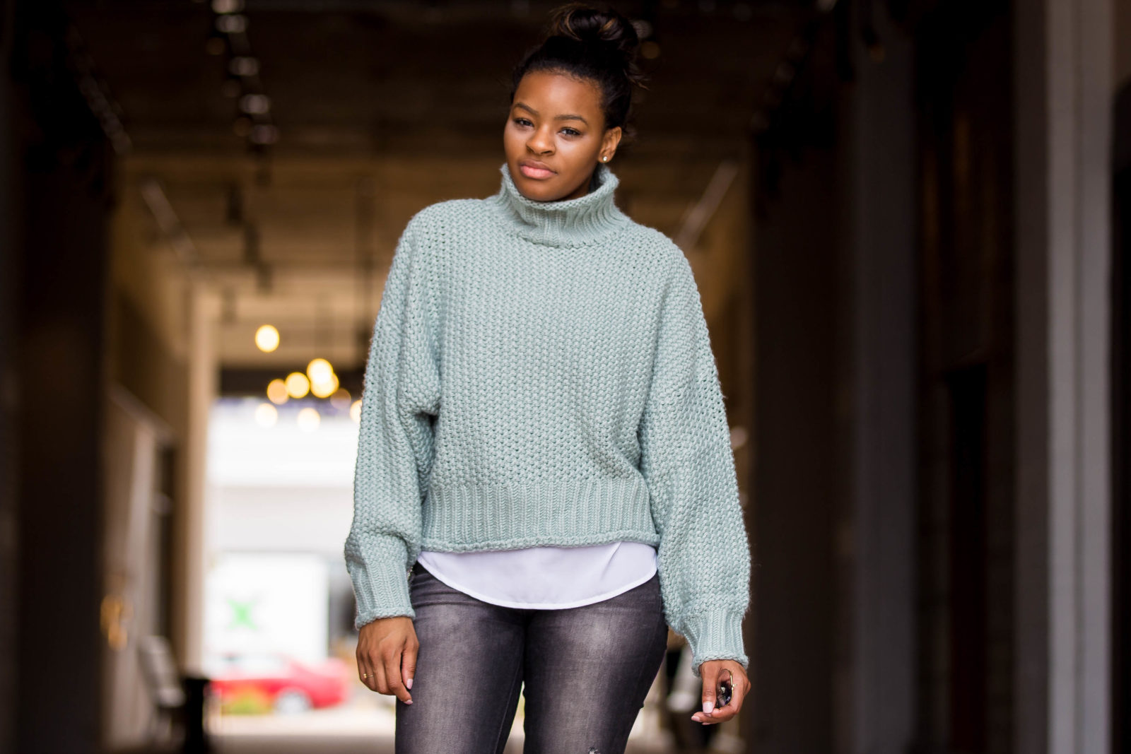 Blue Chunky Sweater & Grey Denim - Styl'd Grace